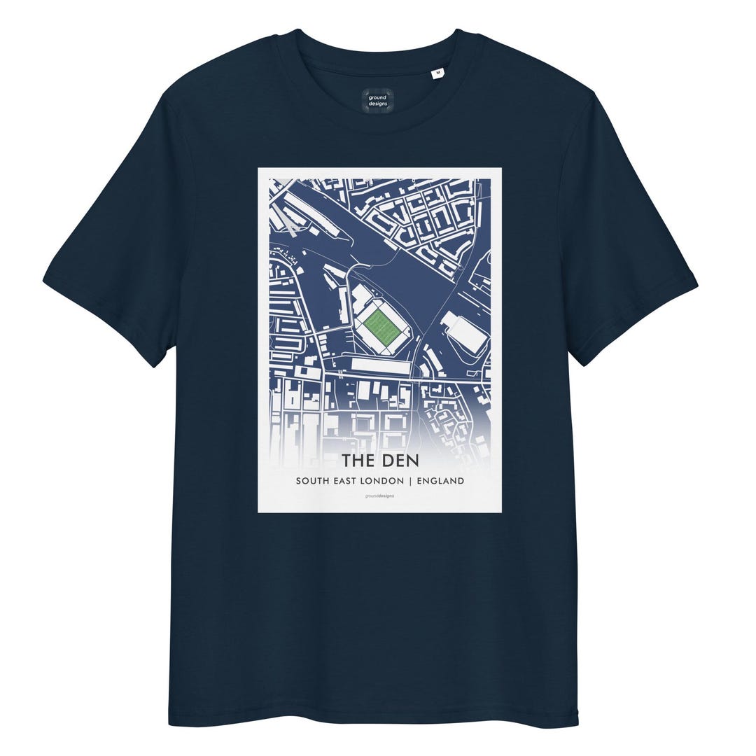 Millwall T Shirt – the Den Stadium Map Football Shirt – Millwall Fan ...