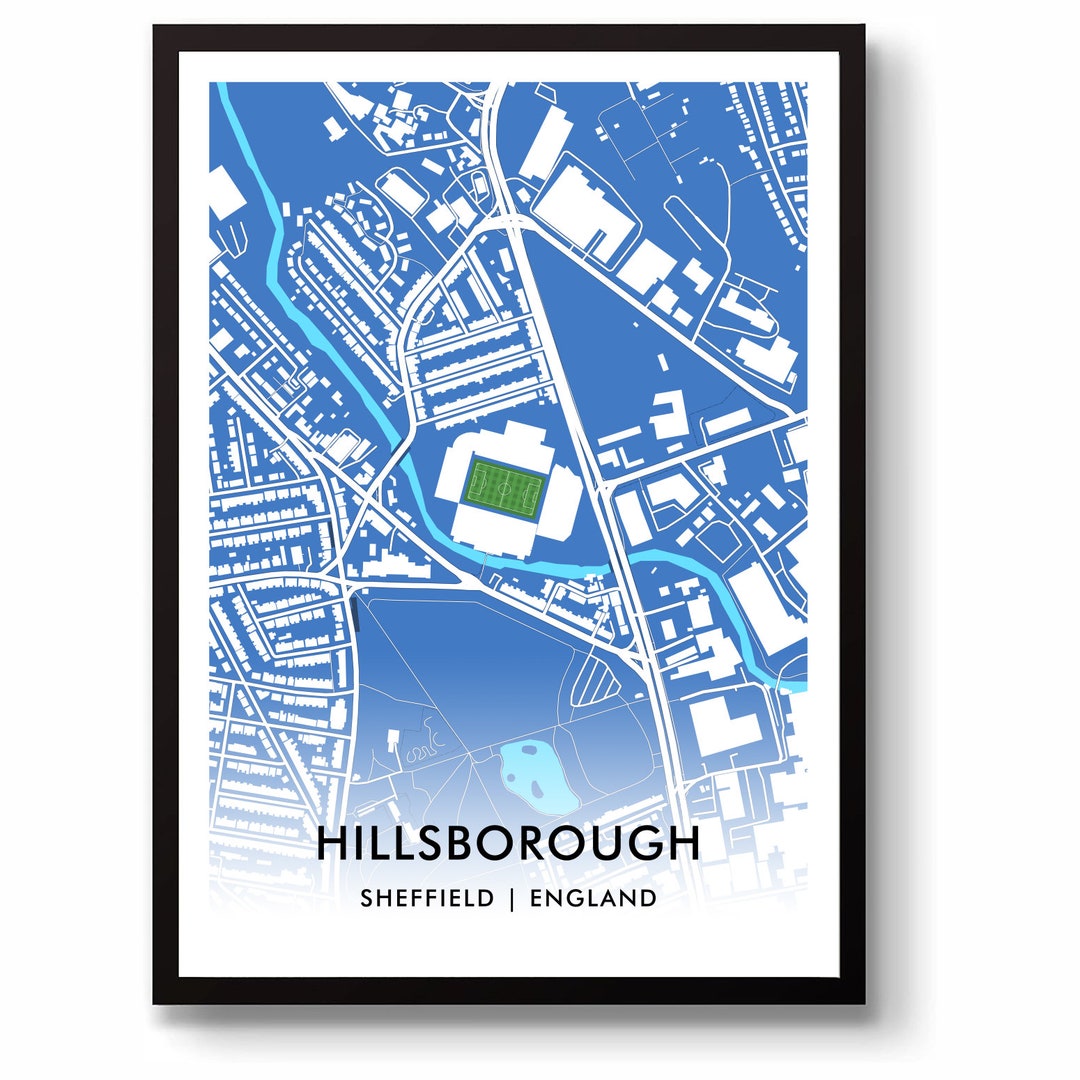 SHEFFIELD WEDNESDAY Football Gift Hillsborough Stadium Art Map A3 Print ...