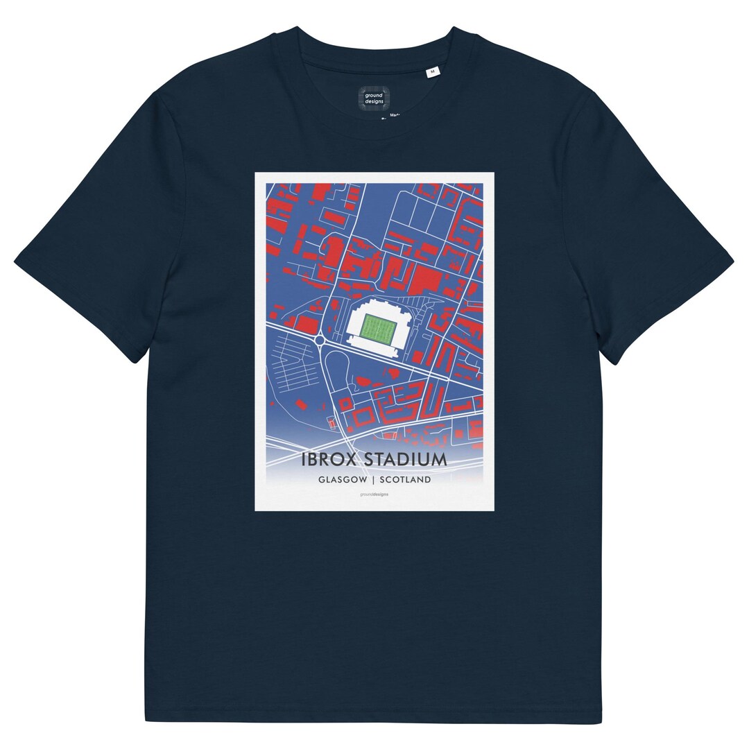 Rangers T-shirt – Ibrox Stadium Map Football Shirt – Scottish Football ...