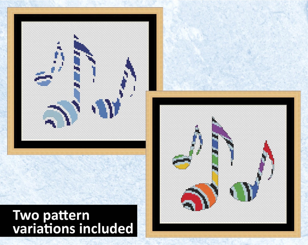 Music Cross Stitch Pattern, Modern Musical Notes Counted Cross Stitch ...