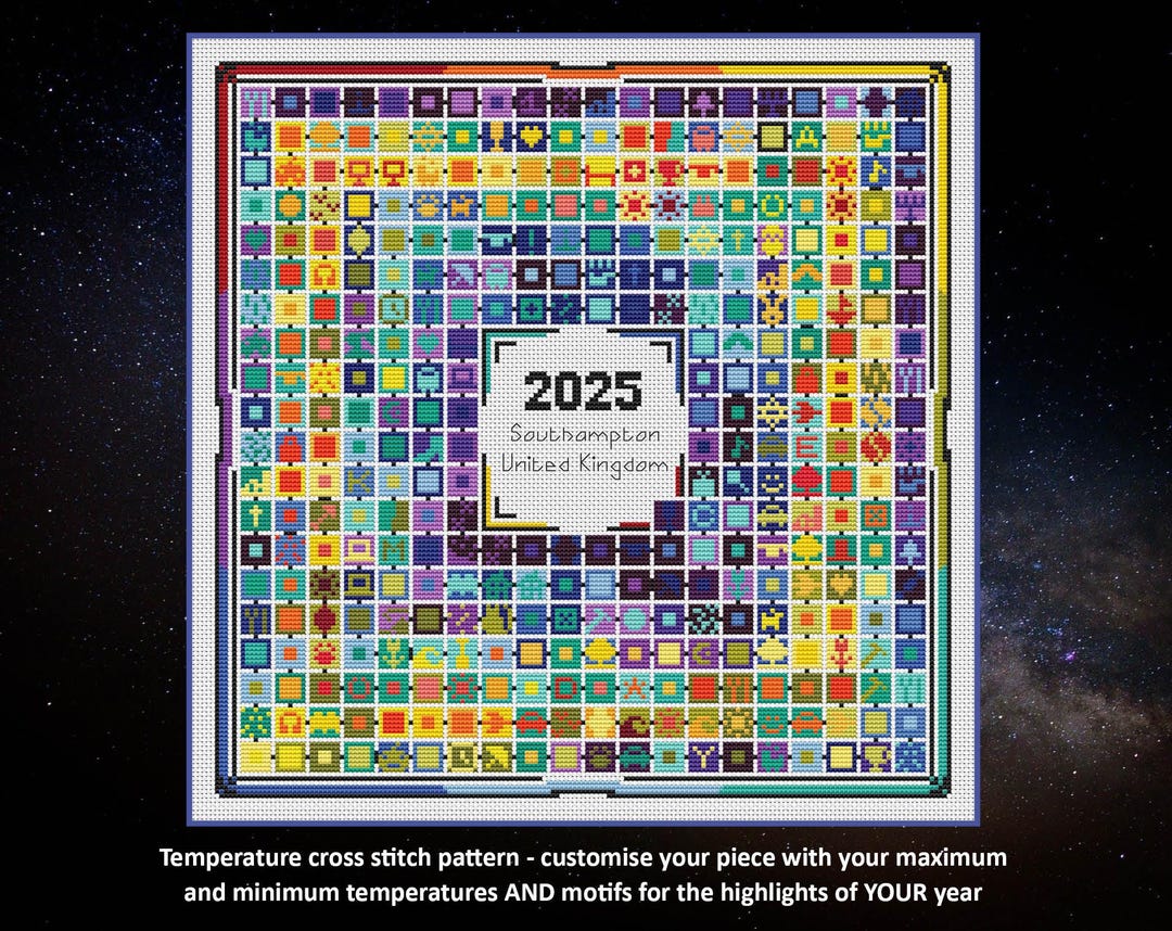 Temperature Cross Stitch Pattern - Stitch Your Year in Temperatures ...