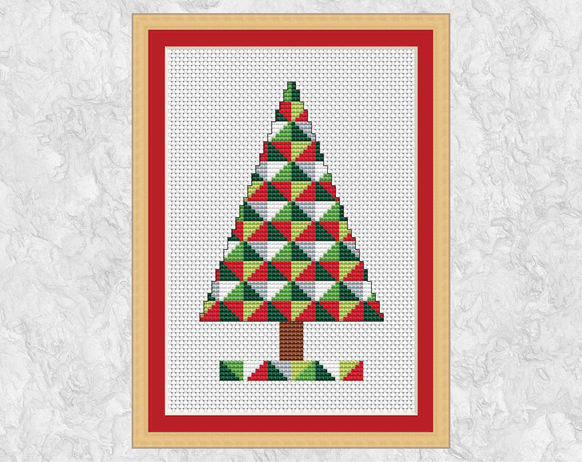 Geometric Christmas Tree Cross Stitch Pattern Quick Modern - Etsy