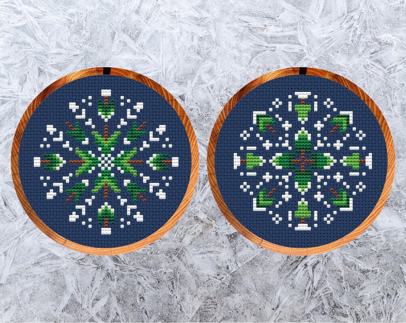 Christmas Tree Snowflakes Cross Stitch Patterns, Set of Six Fun Mini ...