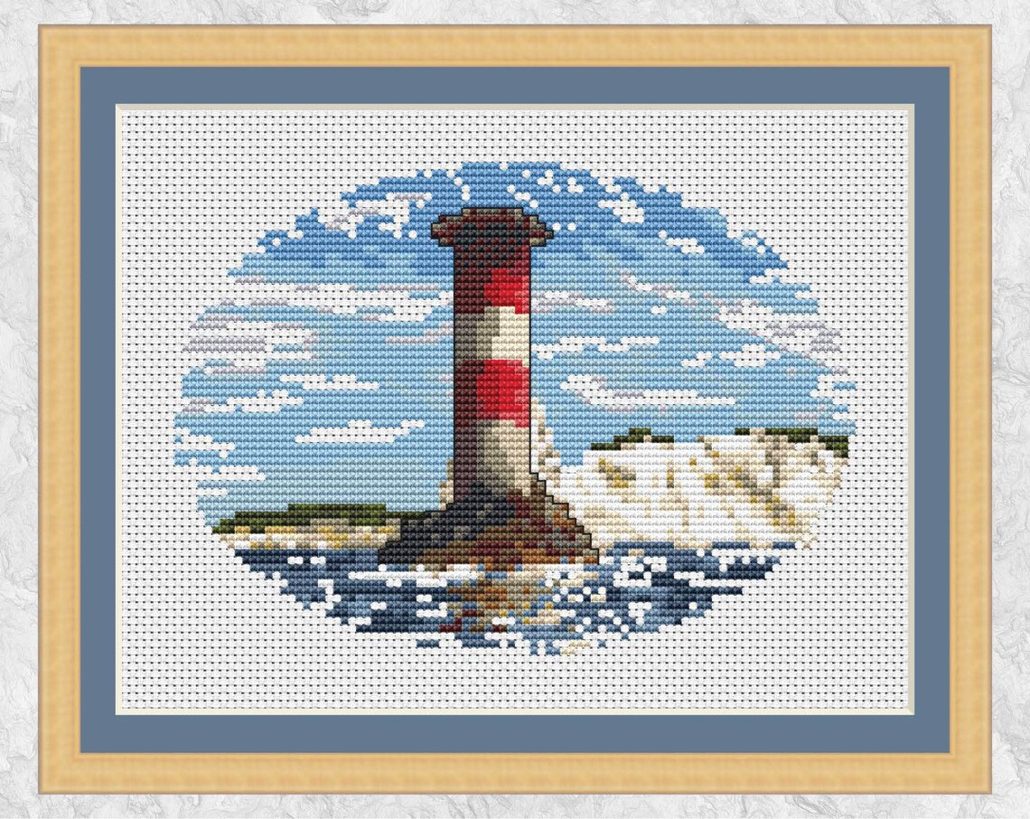 Lighthouse cross stitch pattern modern art ocean cross stitch | Etsy