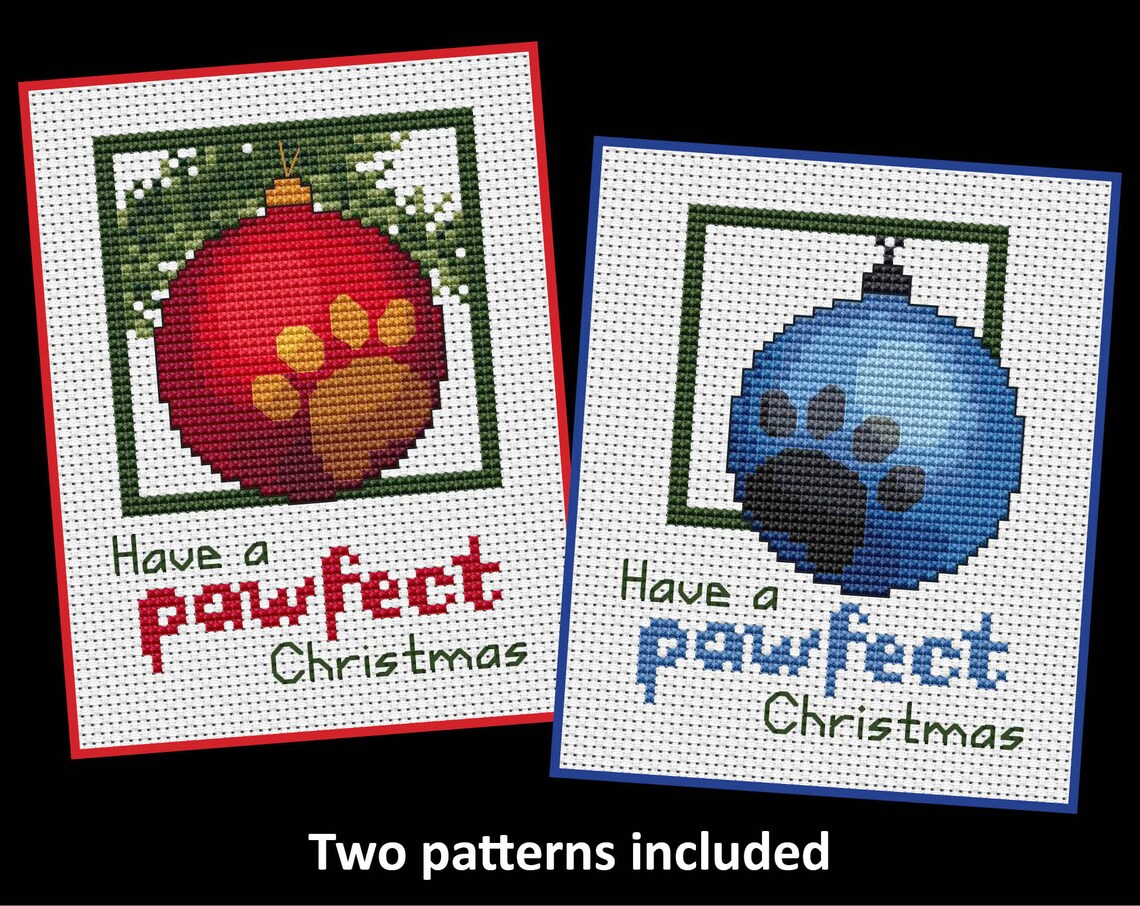 Christmas Card Cross Stitch Patterns 2 Design Variations | Etsy UK