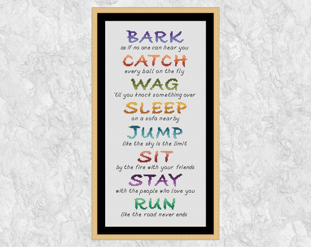 Dog Cross Stitch Pattern, Poem for Animal Lover, Bark as If No One Can ...