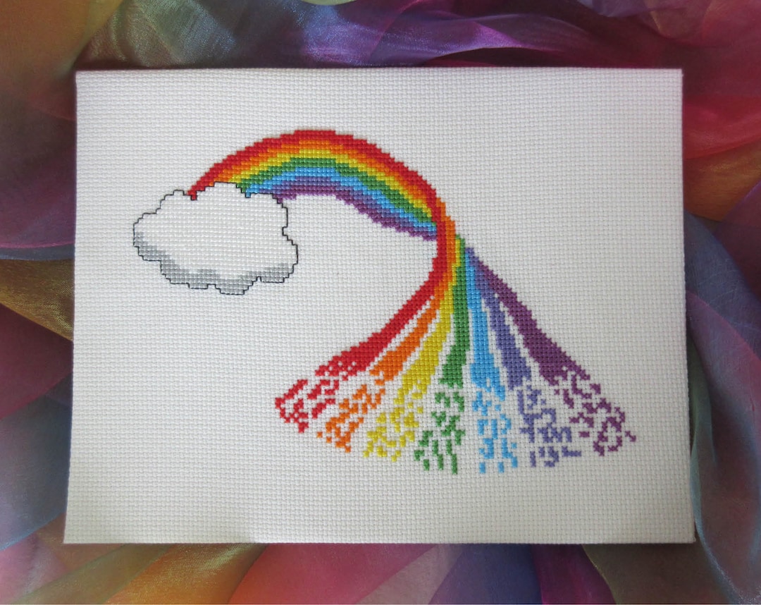 Rainbow Cross Stitch Pattern Printable, Rainbow Maypole, Modern PDF ...