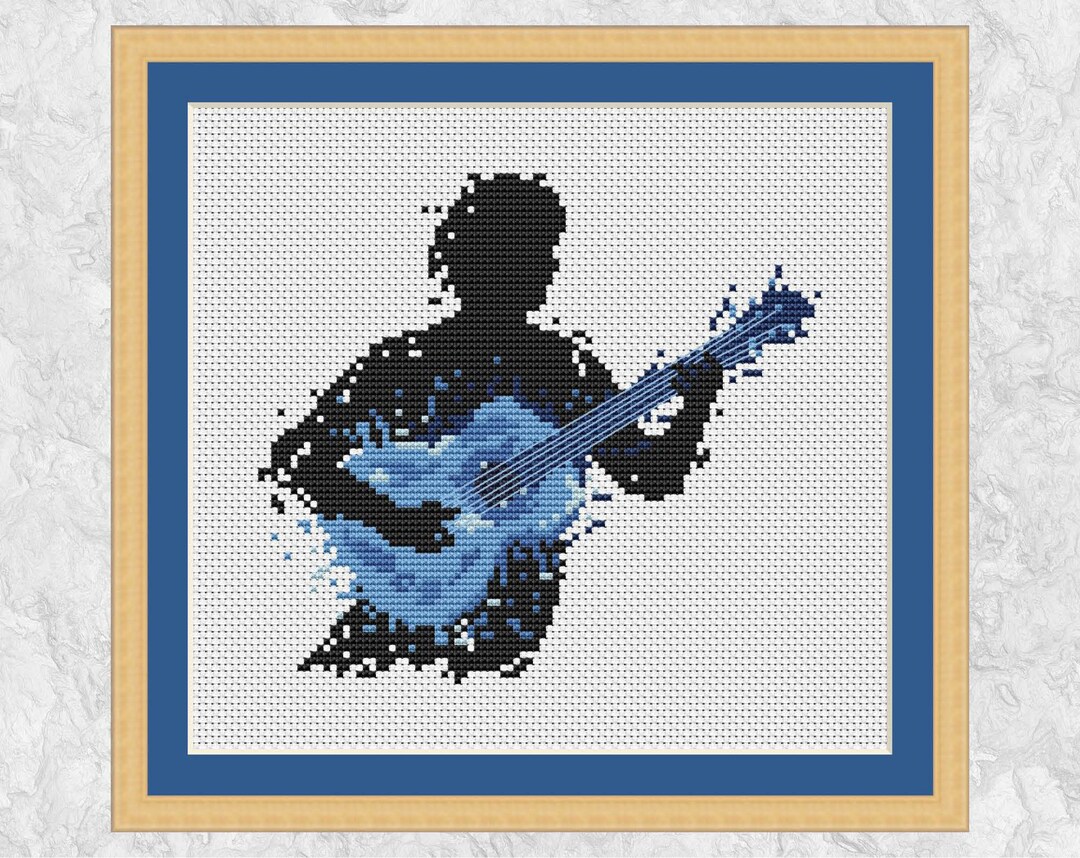 Guitar Cross Stitch Pattern (male), Music Cross Stitch PDF, Modern ...