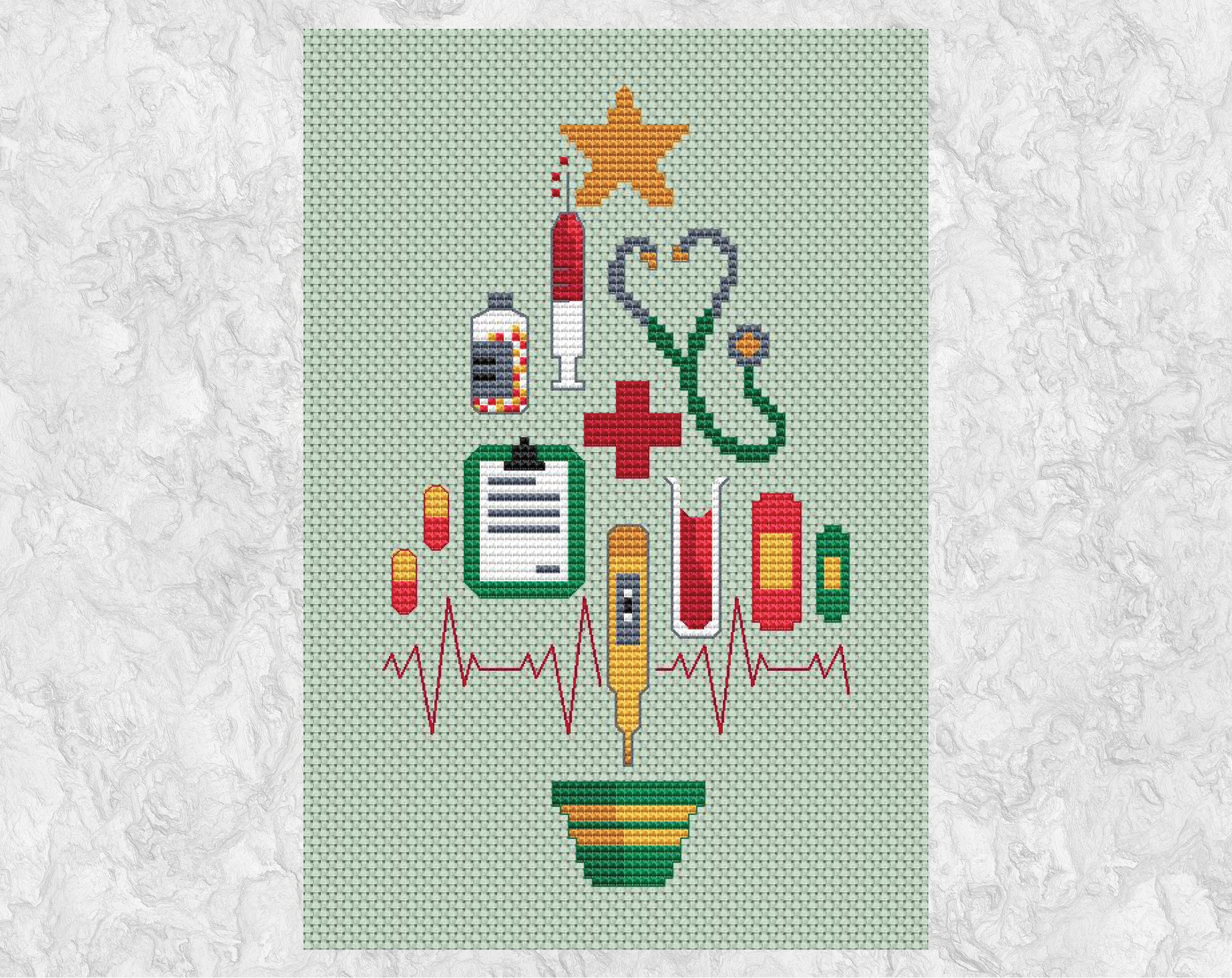 Medical Christmas Tree Cross Stitch Pattern Fun Gift for - Etsy Canada