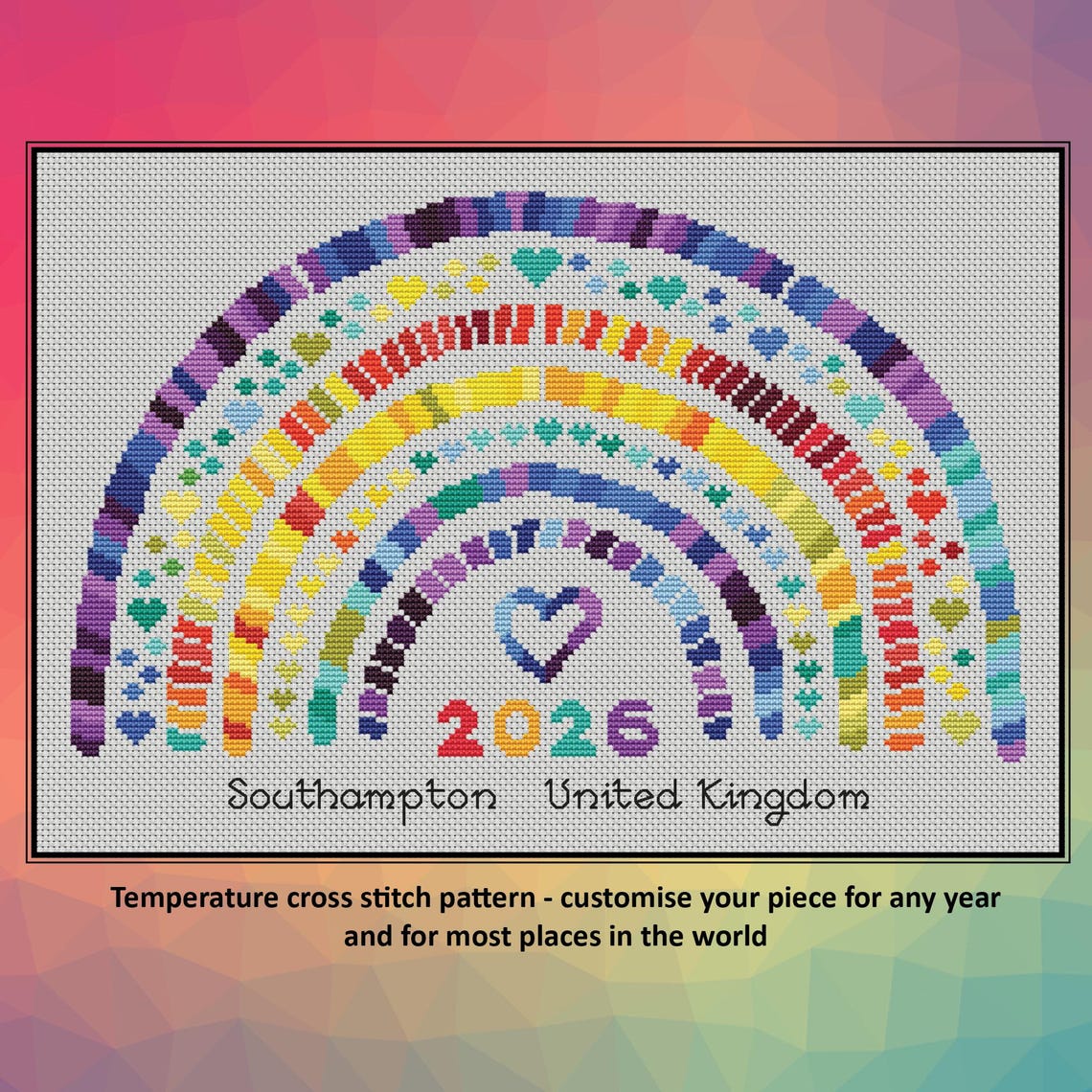 Temperature Cross Stitch Pattern - Temperature Rainbow - Customise Your ...