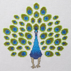 Peacock Cross Stitch Pattern, Stylised Bird Counted Xstitch, Nature ...