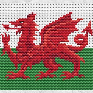 Welsh Dragon Cross Stitch Pattern, Flag of Wales, Instant Download PDF ...