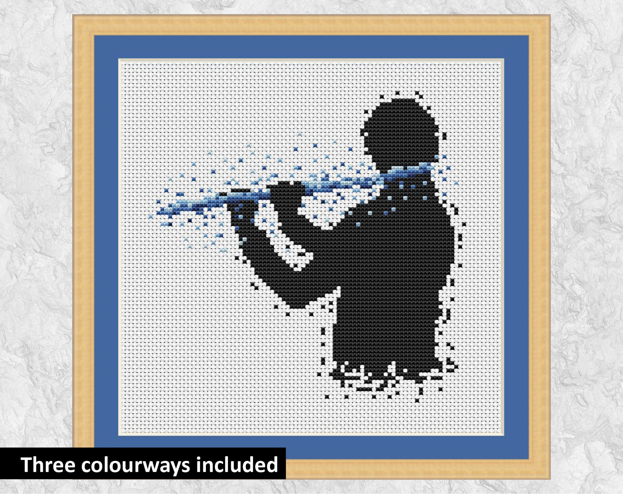Flute cross stitch pattern male modern flautist or flutist | Etsy