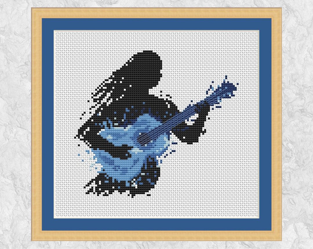 Guitar Cross Stitch Pattern (female), Music Cross Stitch PDF, Modern ...