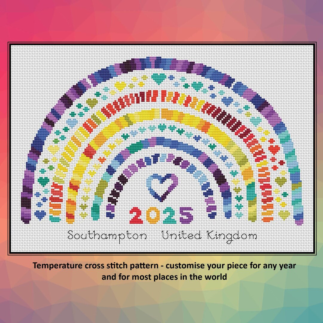 Temperature Cross Stitch Pattern - Temperature Rainbow - Customise Your ...