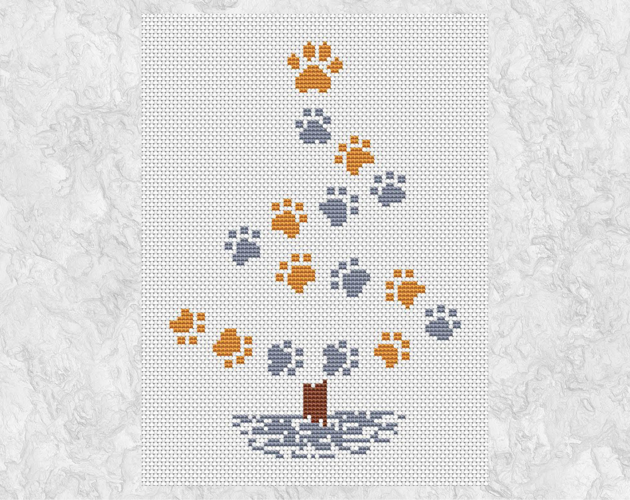Pet Christmas Tree Cross Stitch Pattern Dog or Cat Paw Print - Etsy