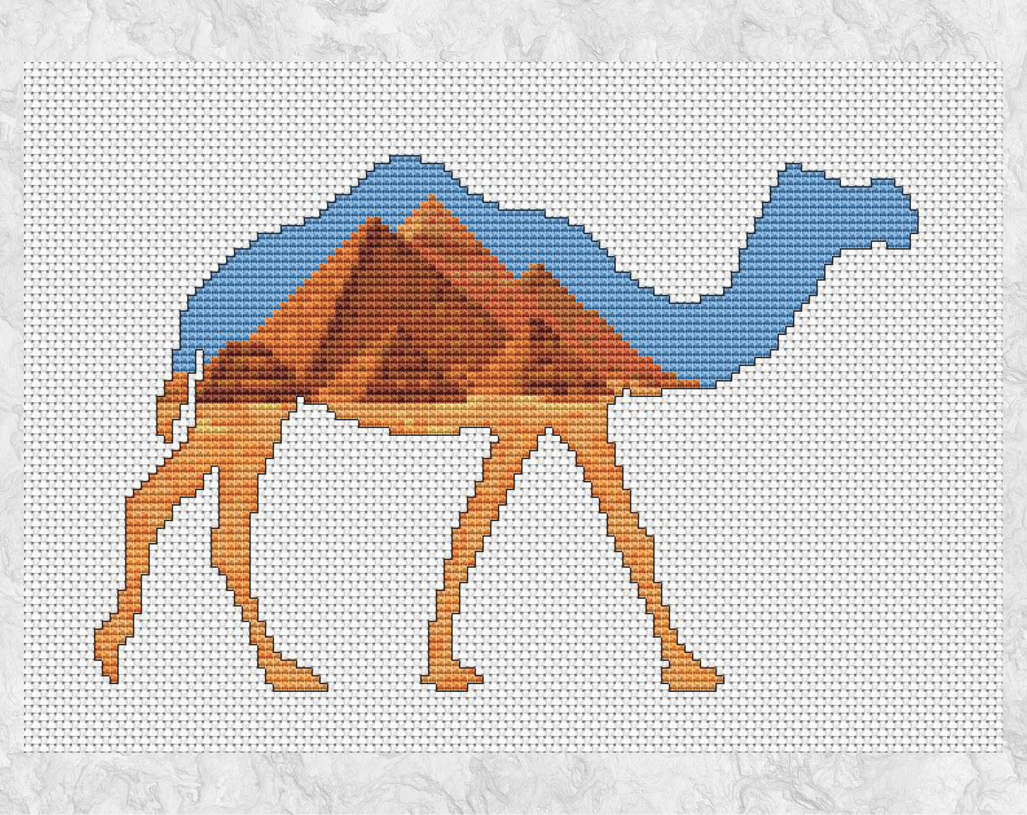 Camel Cross Stitch Pattern, Egyptian Pyramids, Arabian Desert Animal ...