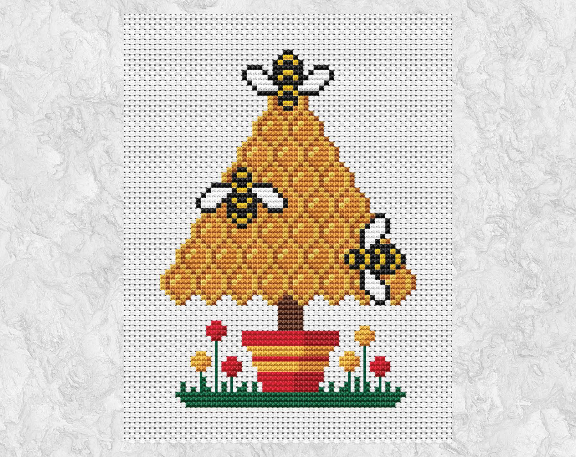 Bee Christmas Tree Cross Stitch Pattern, Fun Xmas Design, Instant ...