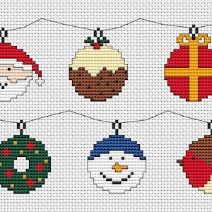 Christmas Cross Stitch Pattern, Christmas Fun Bauble Motifs, Cute ...