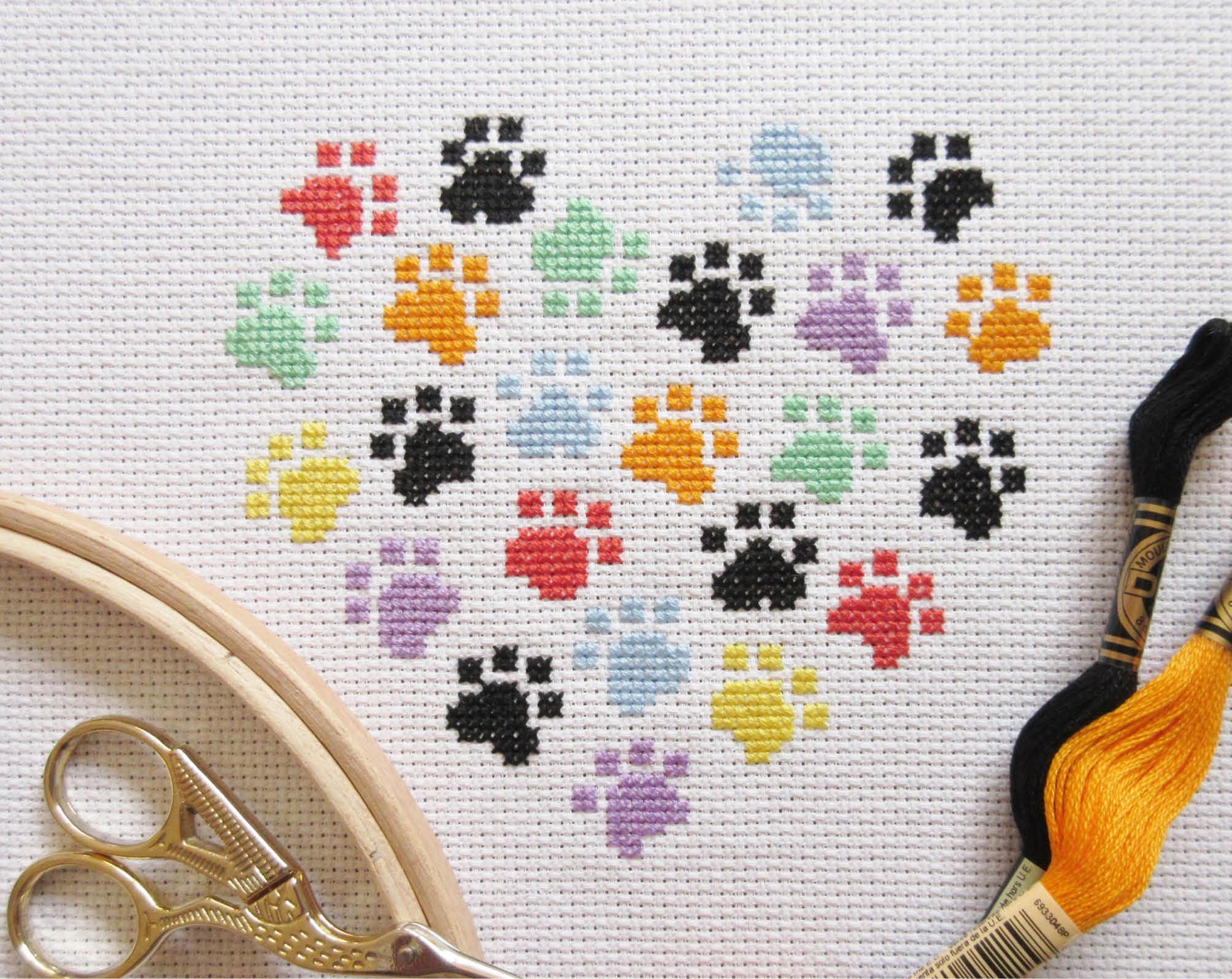 Animal Paws Cross Stitch Pattern Modern Dog and Cat Design - Etsy UK