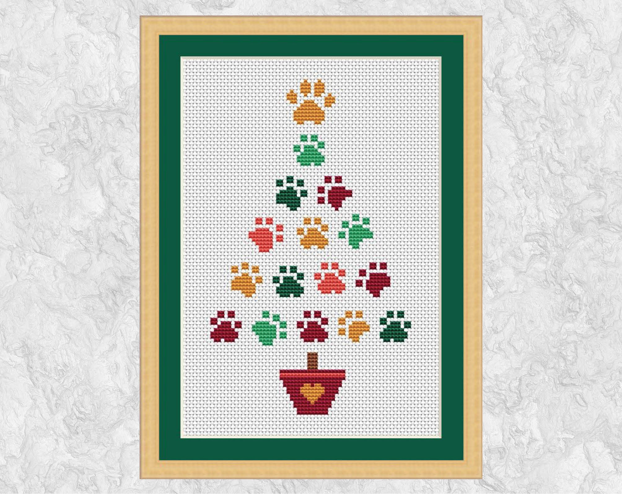 Paw Print Christmas Tree Cross Stitch Pattern Fun Easy Chart - Etsy UK