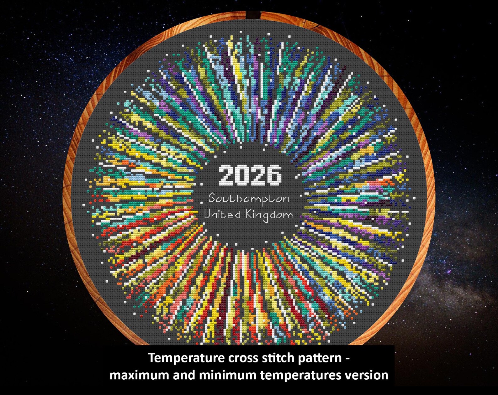 Temperature Cross Stitch Pattern - Rainbow Temperature Supernova ...