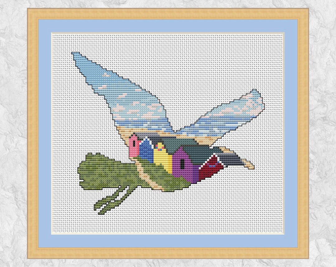 Beach Cross Stitch Pattern, Modern Seagull Bird Counted Cross Stitch ...