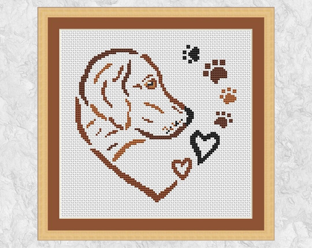 Dog Heart Cross Stitch Pattern, Paw Prints, Gift for Dog or Puppy Lover ...