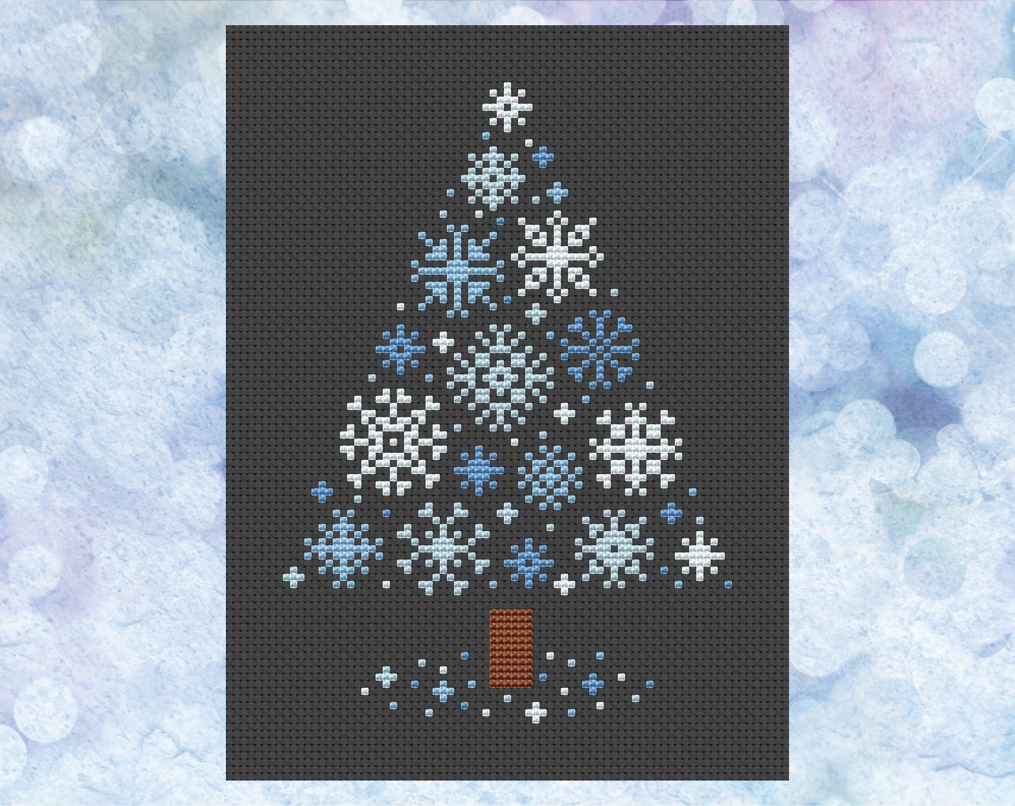 Snowflakes Christmas Tree Cross Stitch Pattern Two Colour - Etsy