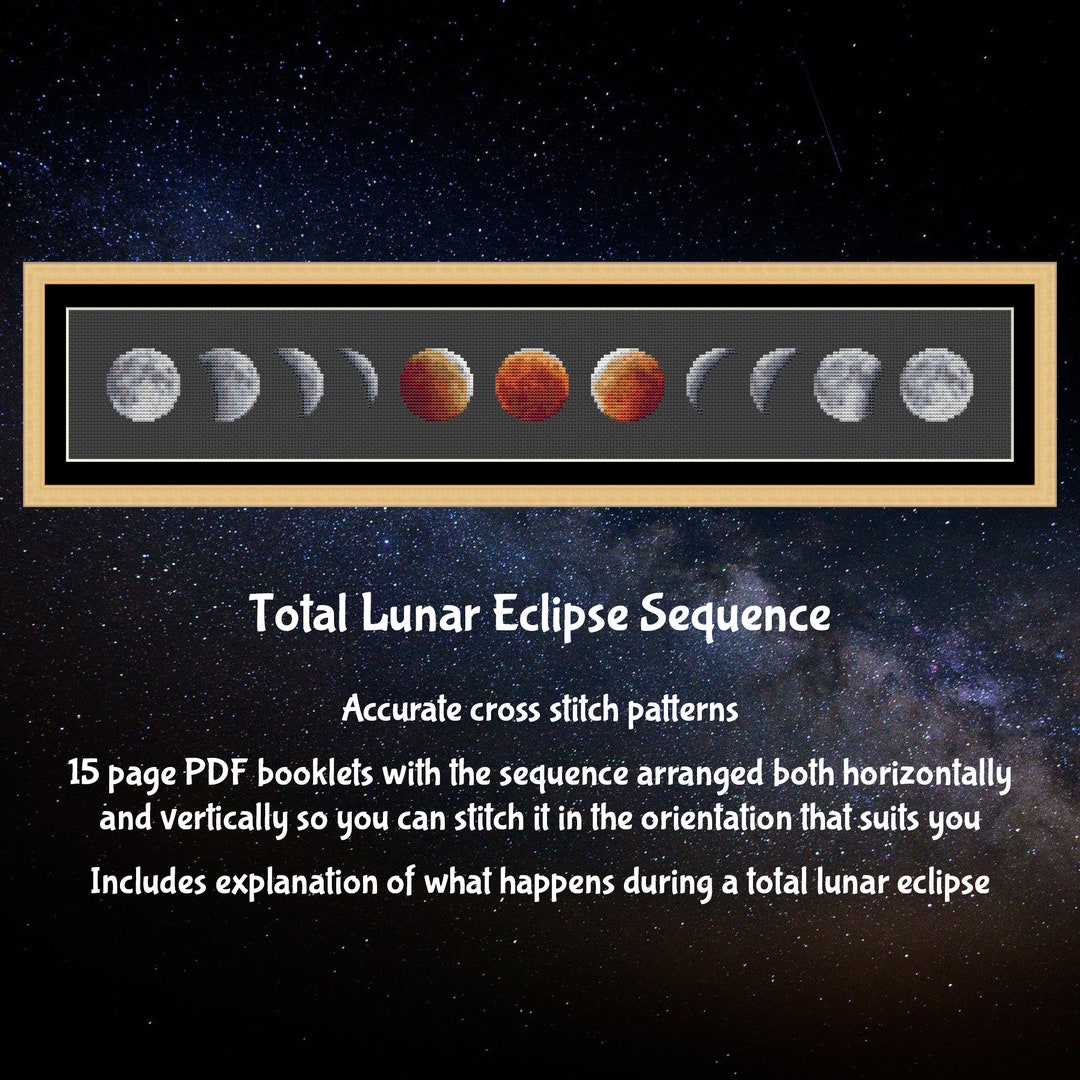 Lunar Eclipse Sequence Cross Stitch Pattern - Accurate Astronomy Charts ...