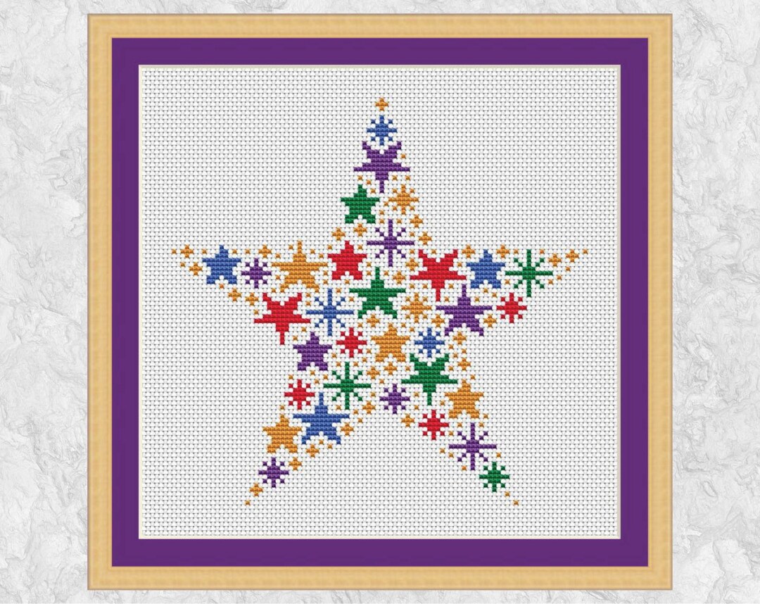 Rainbow Stars Cross Stitch Pattern, Modern Counted Cross Stitch Chart ...