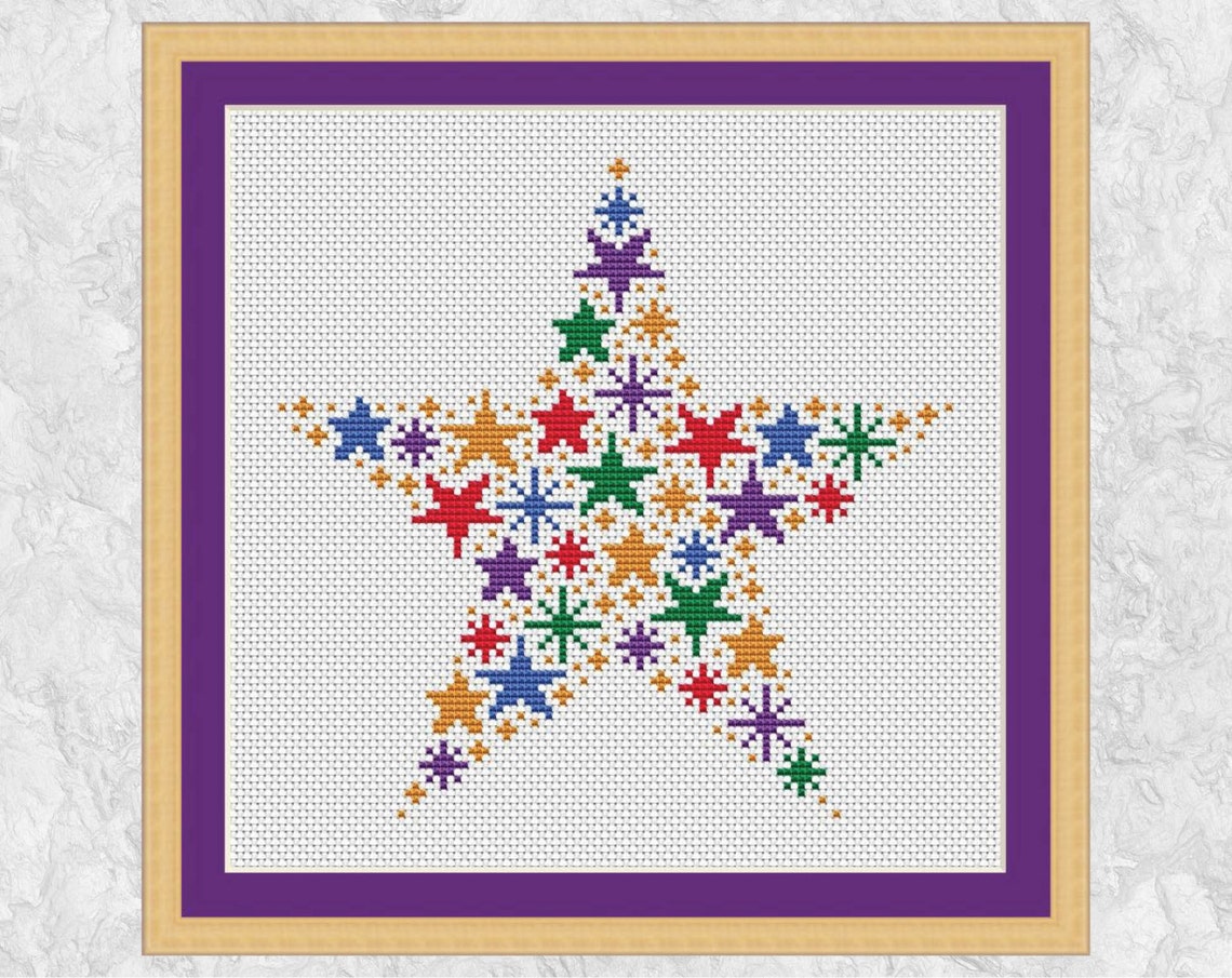 Rainbow Stars Cross Stitch Pattern Modern Counted Cross - Etsy