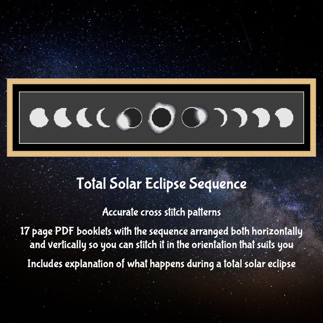 Solar Eclipse Sequence Cross Stitch Pattern - Accurate Astronomy Charts ...