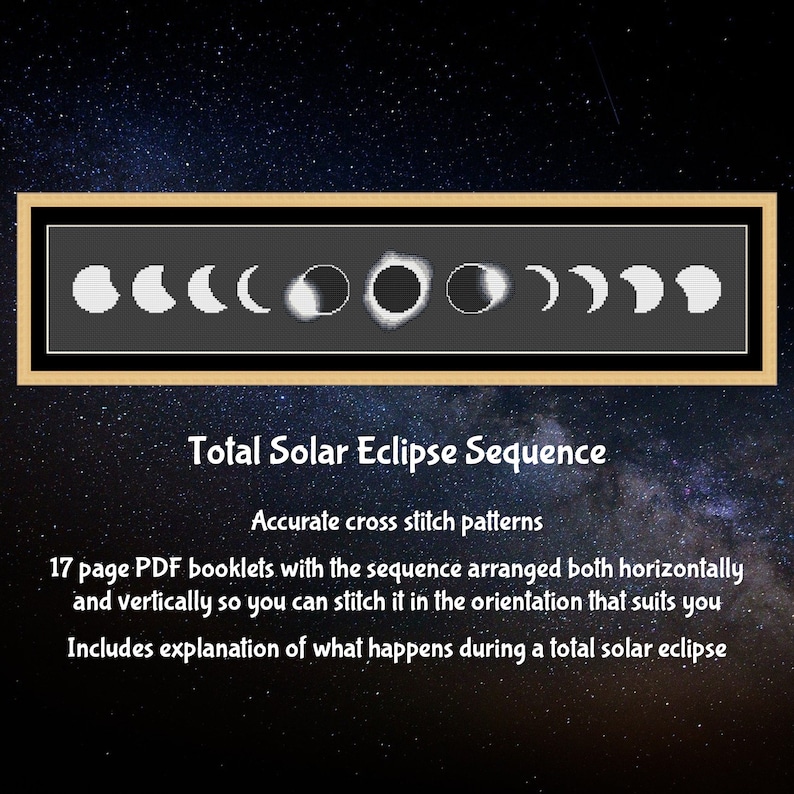 Solar Eclipse Sequence Cross Stitch Pattern - Accurate Astronomy Charts ...