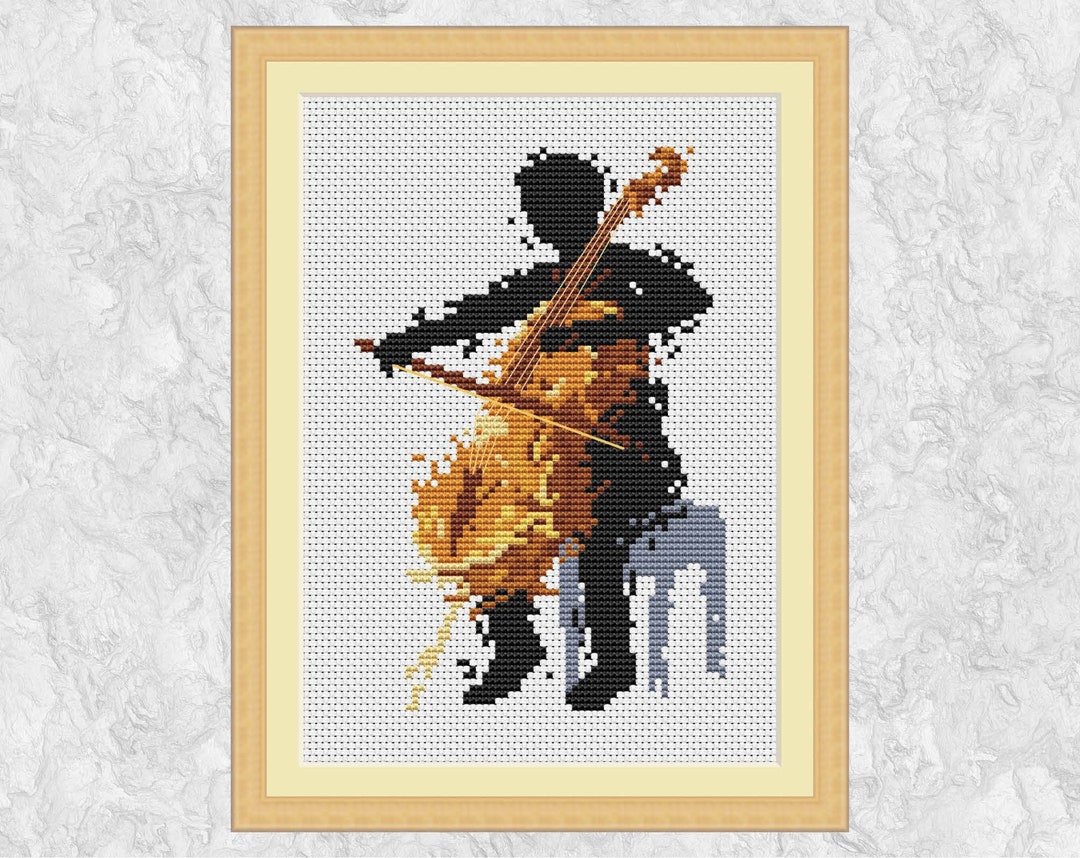Cello Cross Stitch Pattern (male), Music Counted Cross Stitch Chart ...