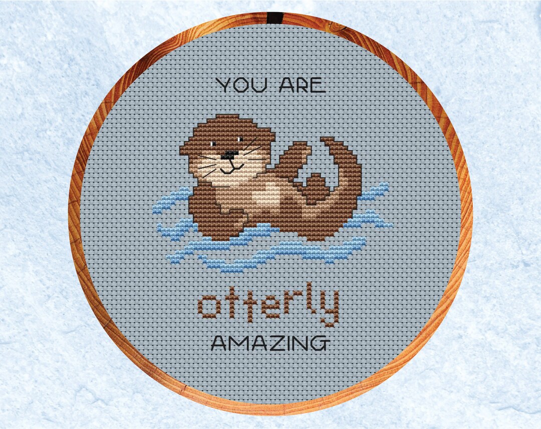 Otterly Amazing Cross Stitch Pattern, Encouraging Cute Otter Design ...