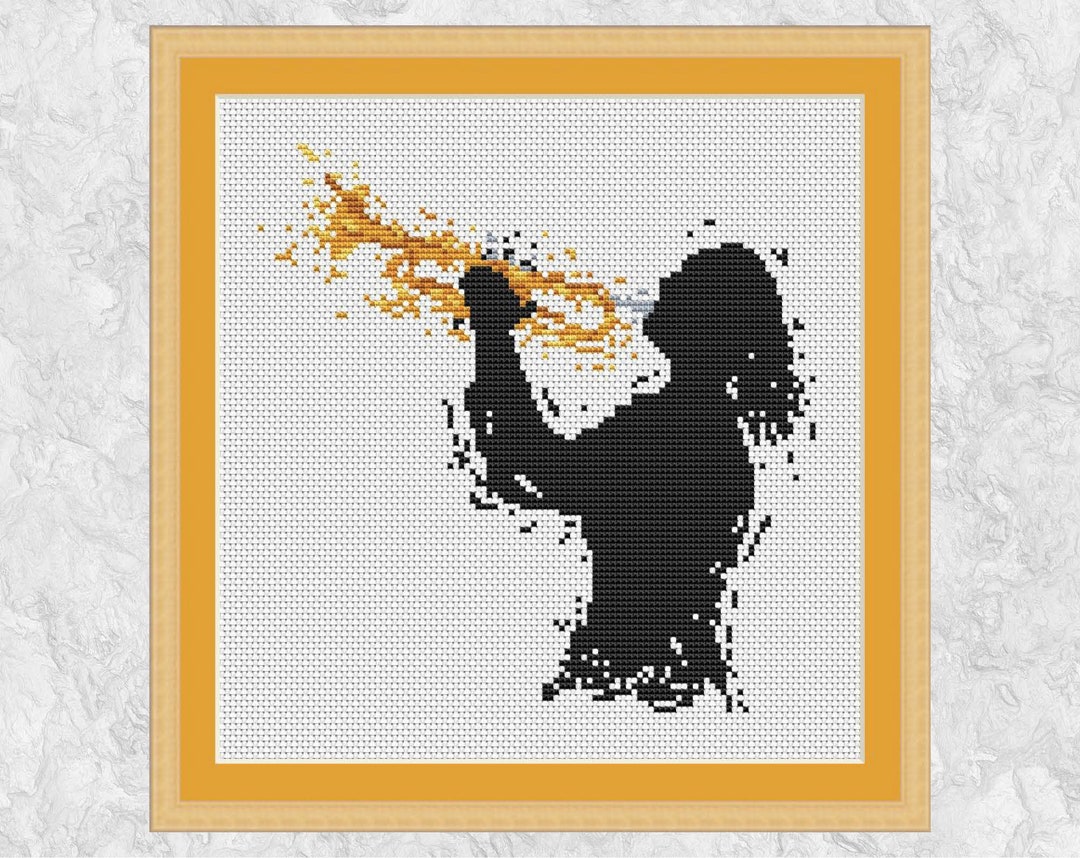 Trumpet Cross Stitch Pattern (female), Trumpeter, Modern Music Cross ...
