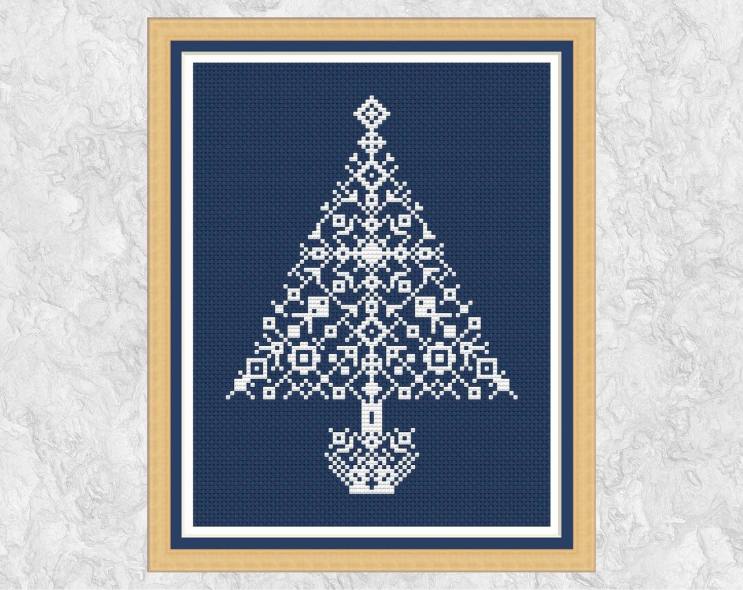 Snowflake Christmas Tree Cross Stitch Pattern, Modern Xmas Tree ...