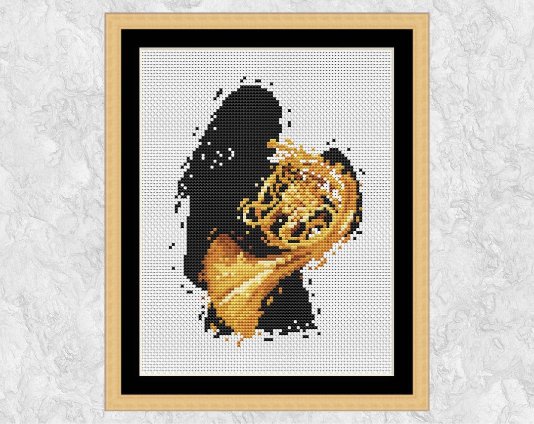 French Horn Cross Stitch Pattern (female), Hornist, Modern Music Cross ...