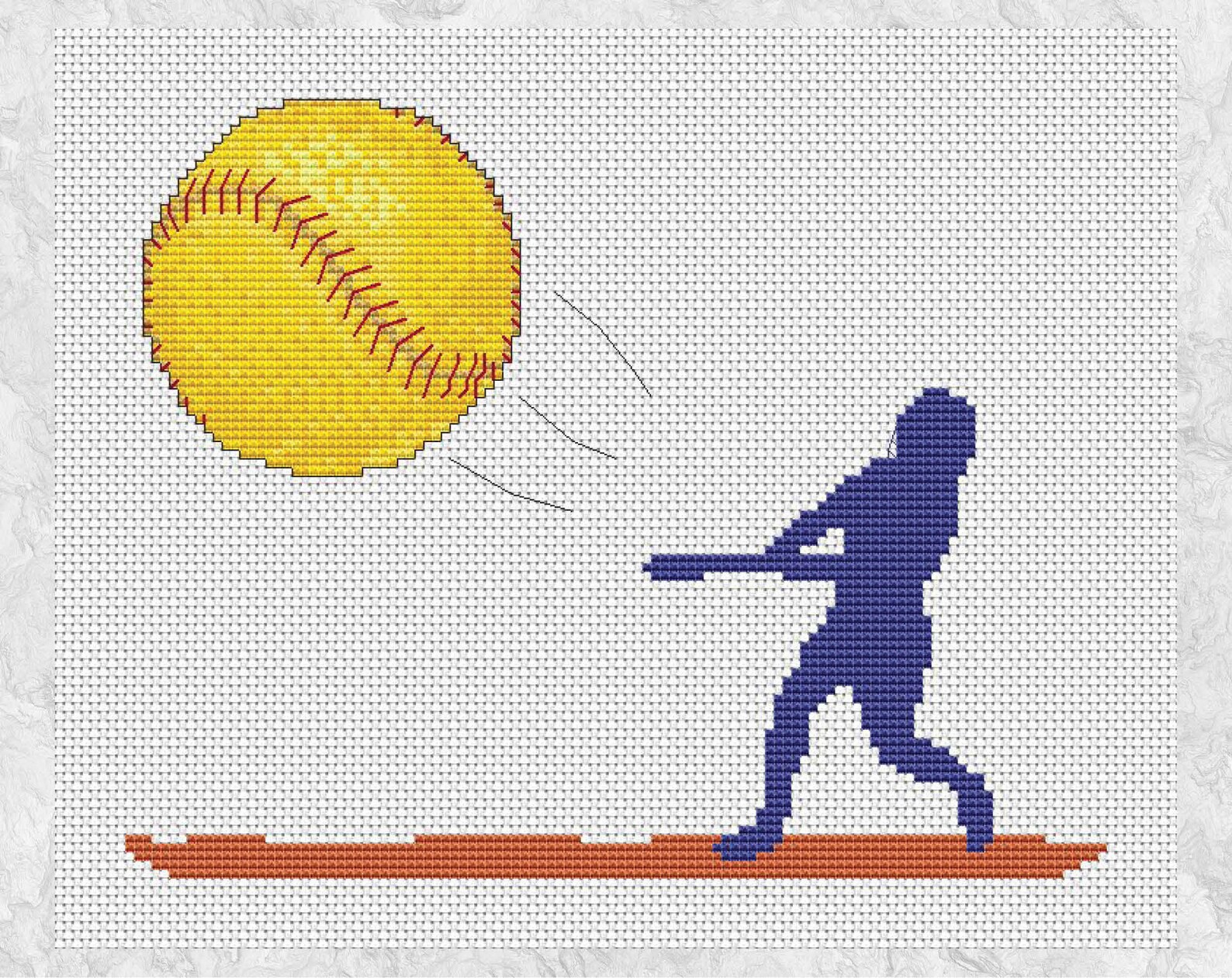 Softball Cross Stitch Pattern, Sport Counted Cross Stitch Chart, Modern ...