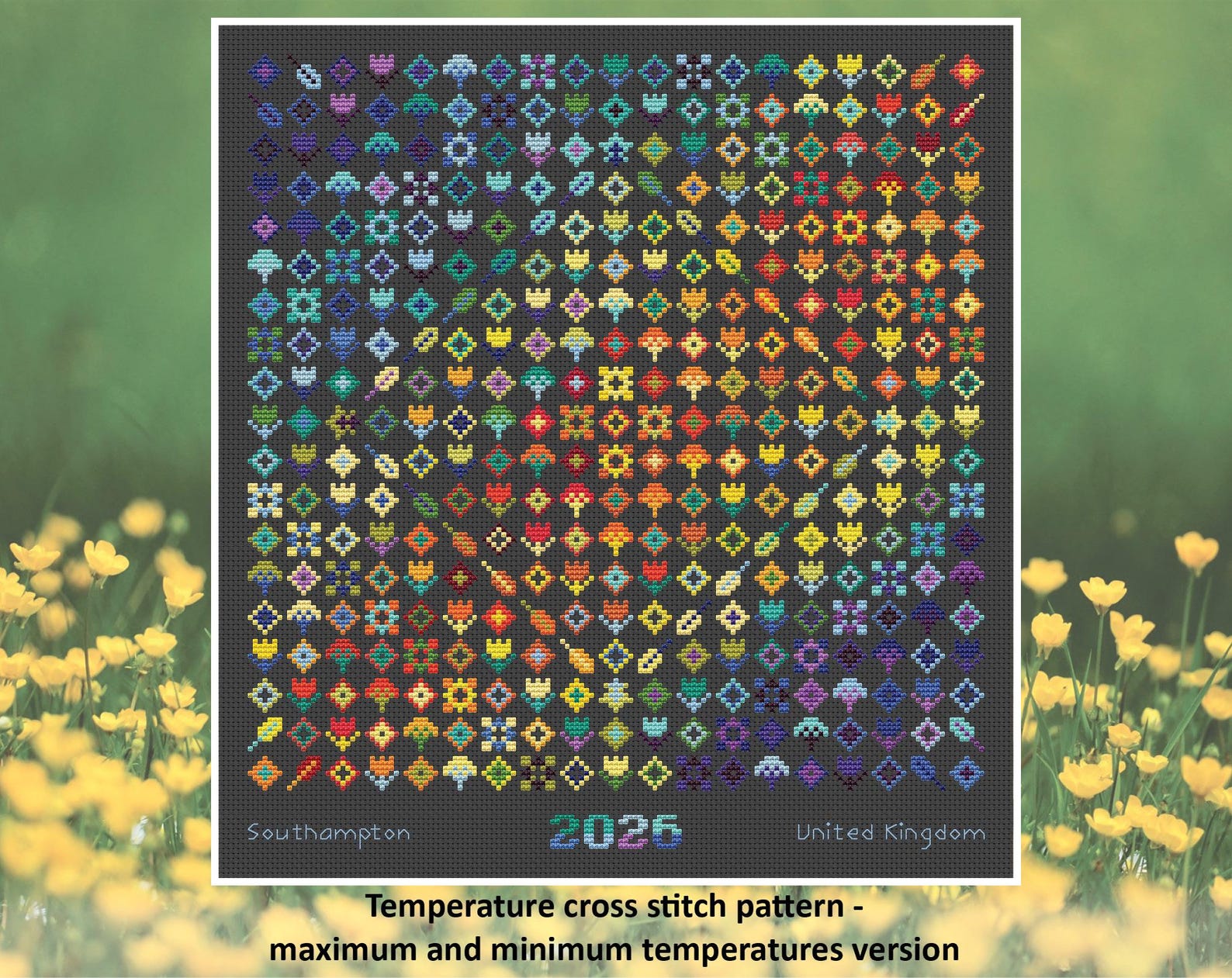 Temperature Cross Stitch Pattern - Rainbow Temperature Garden - Maximum ...