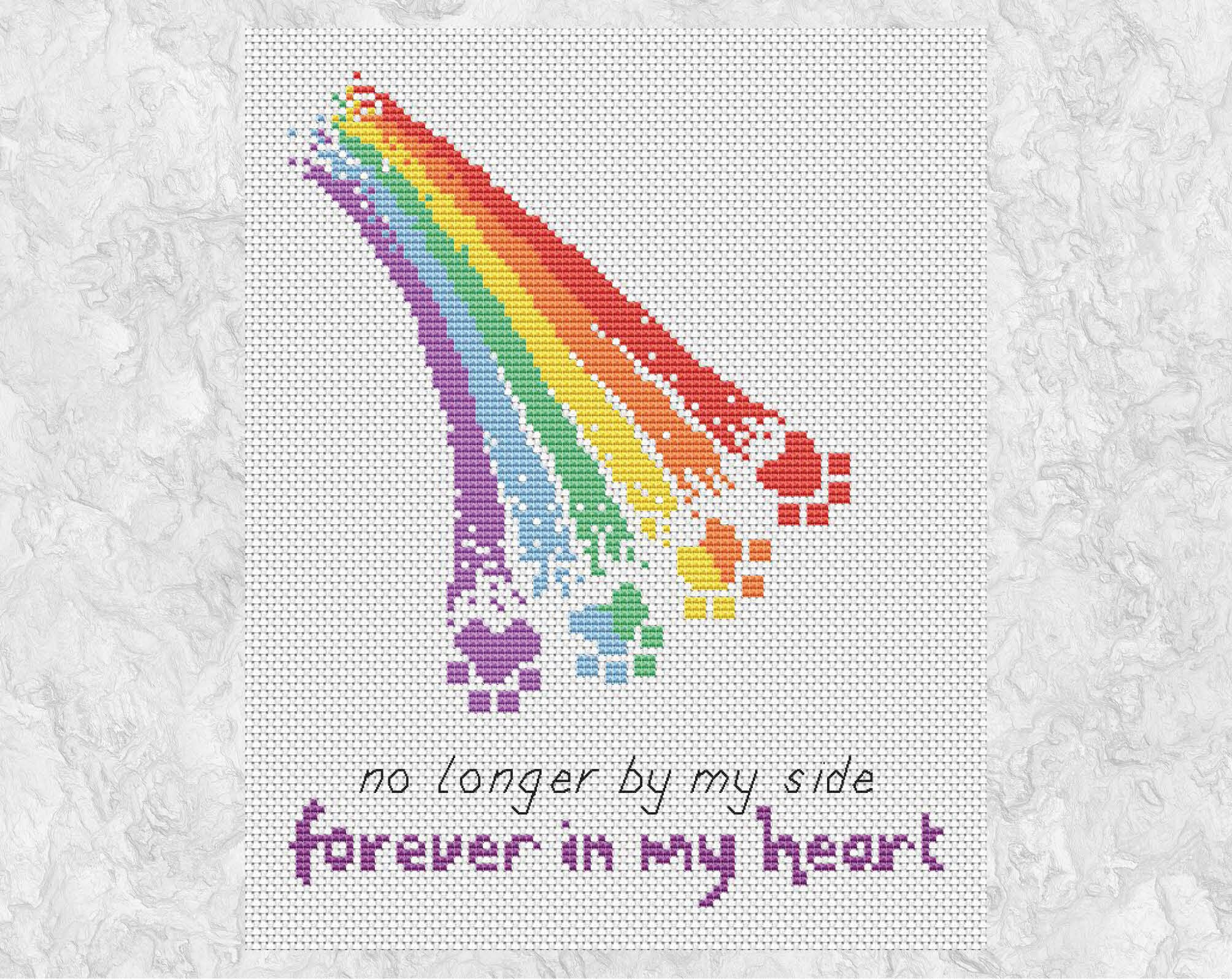 Rainbow Bridge Cross Stitch Pattern Rainbow Paw Prints Dog - Etsy UK