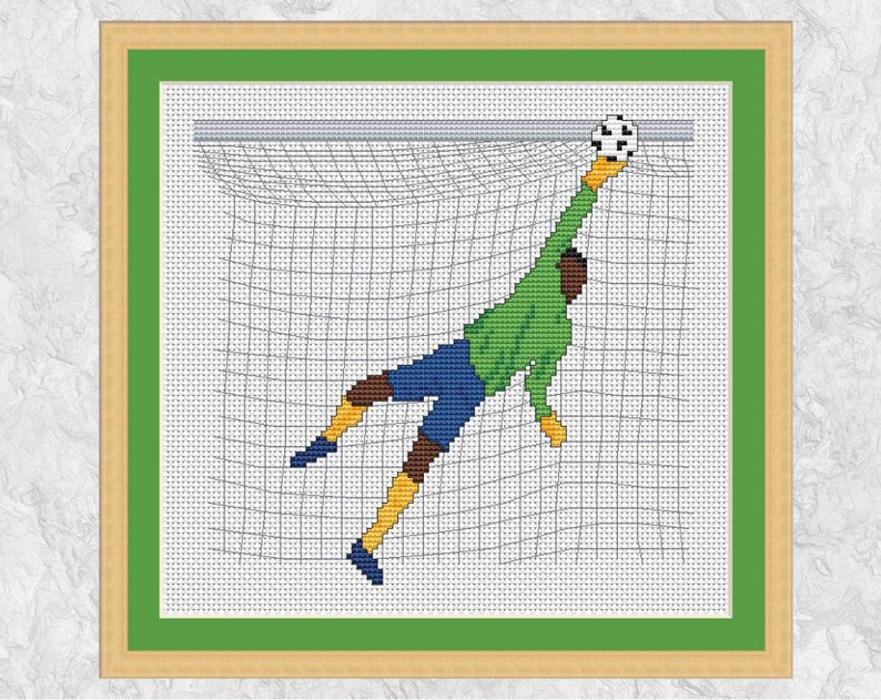 Football Cross Stitch Pattern, Modern Goalkeeper Counted Cross Stitch ...