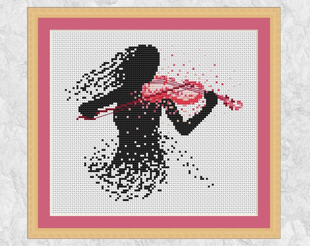 Violin Cross Stitch Pattern (female), Music Counted Cross Stitch Chart ...