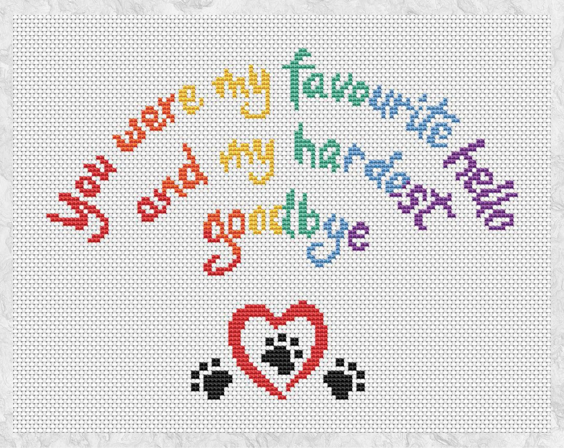 Pet Memorial Cross Stitch Pattern Dog or Cat Loss Rainbow | Etsy