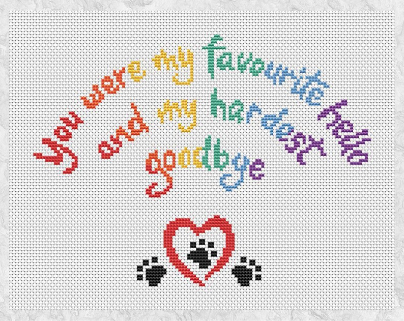 Pet Memorial Cross Stitch Pattern, Dog or Cat Loss, Rainbow Bridge ...