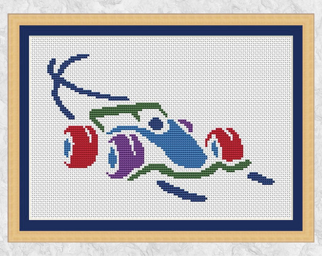 Racing Car Cross Stitch Pattern, Simple Silhouette Effect, Race Track ...