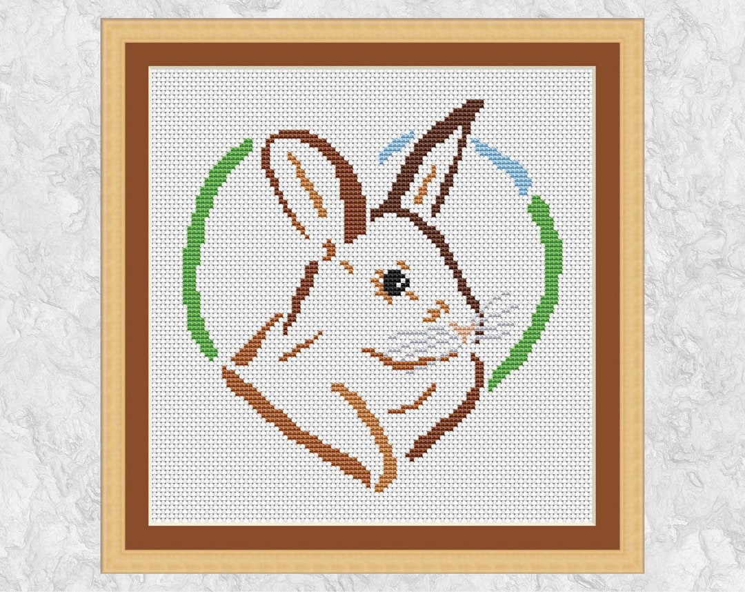 Rabbit Heart Cross Stitch Pattern, Pet Bunny Design, Wildlife and ...