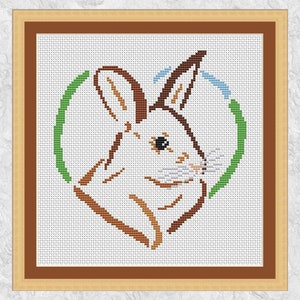 Rabbit Heart Cross Stitch Pattern, Pet Bunny Design, Wildlife and ...