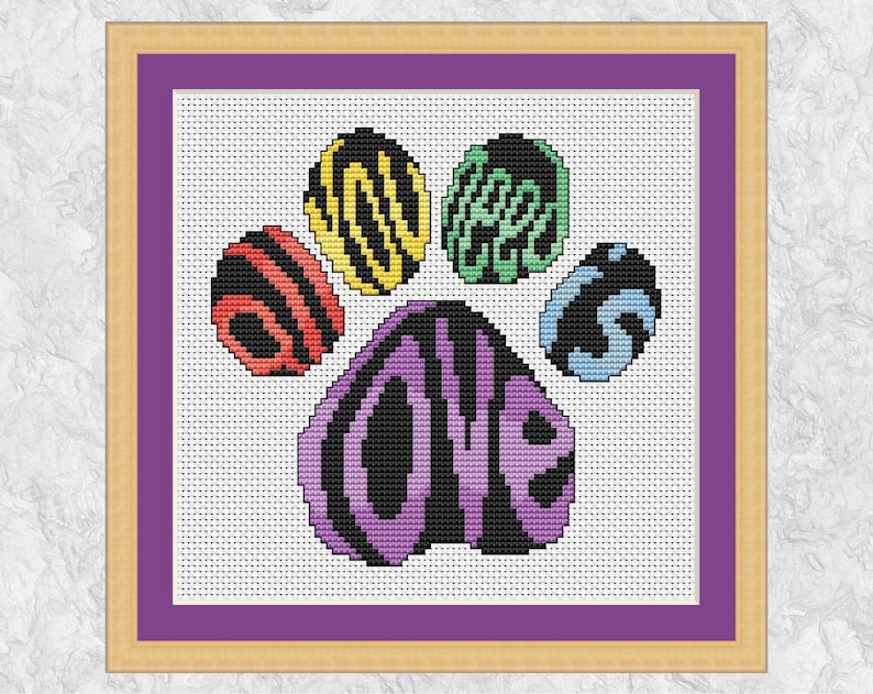 Paw Print Cross Stitch Pattern All You Need is Love Dog or | Etsy